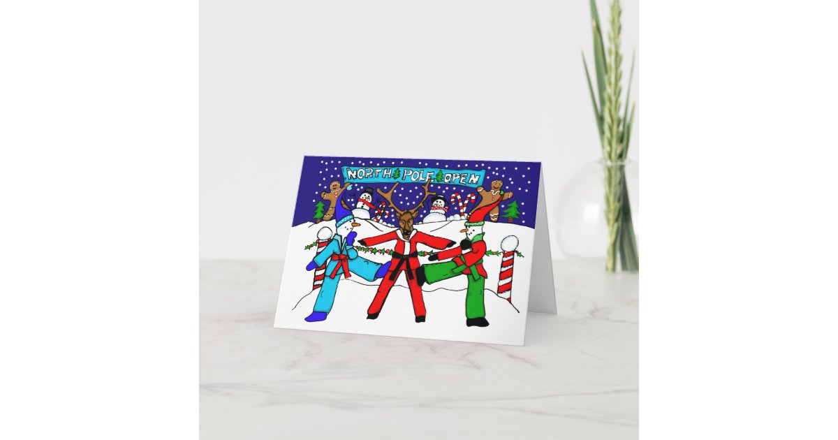 Karate Snowmen and Reindeer Karate Tournament Card | Zazzle