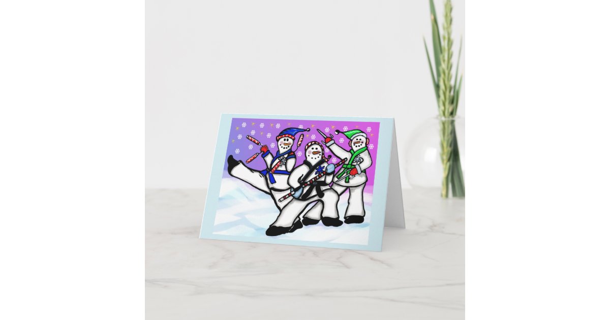 Karate Snowmen with Weapons Card | Zazzle