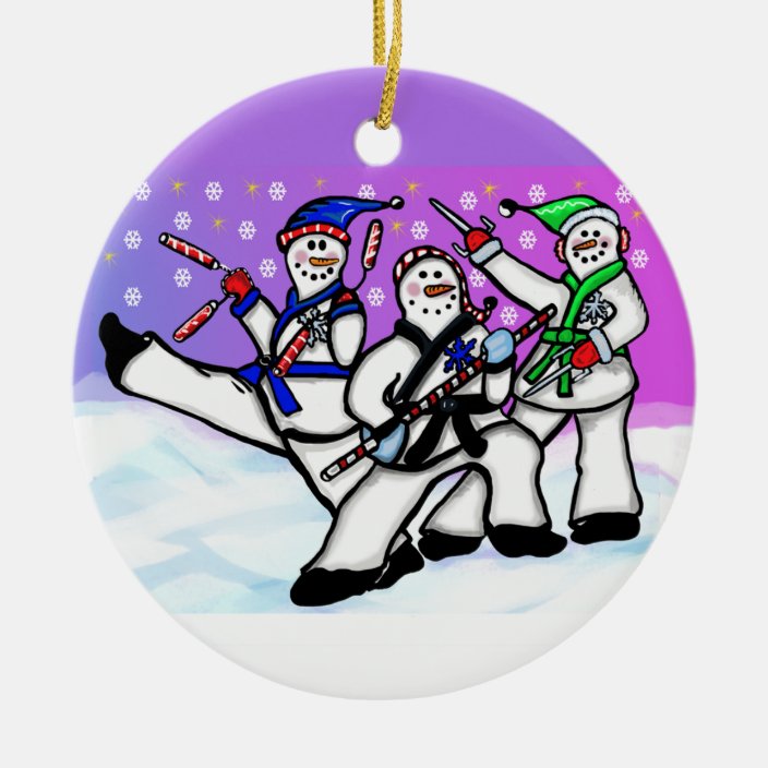 Karate Snowmen with Weapons Ornament Round | Zazzle.com