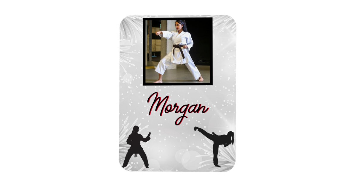 Karate Winter Wonder Personalized Photo & Name Magnet | Zazzle