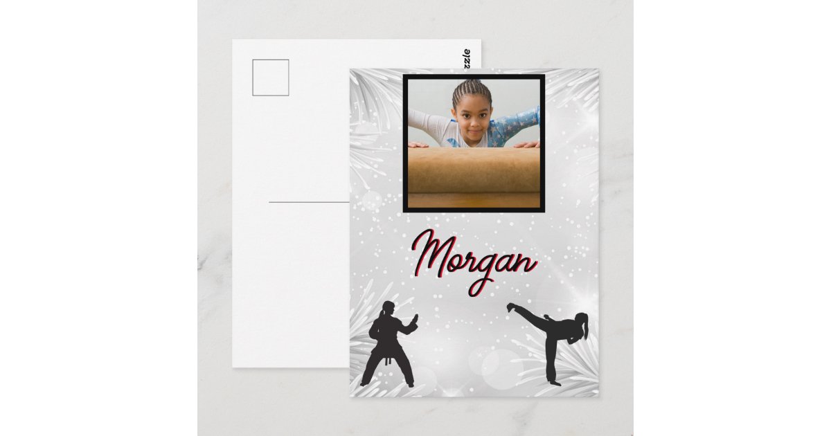 Karate Winter Wonder Personalized Photo & Name Postcard | Zazzle