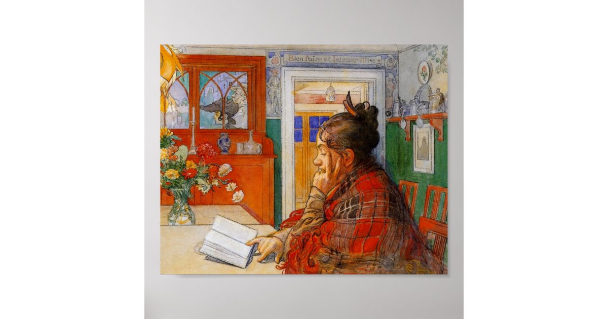 Karin Reading in the Evening Poster | Zazzle