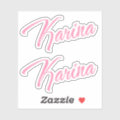 Karina Decorative Name in Pink x2 Sticker | Zazzle