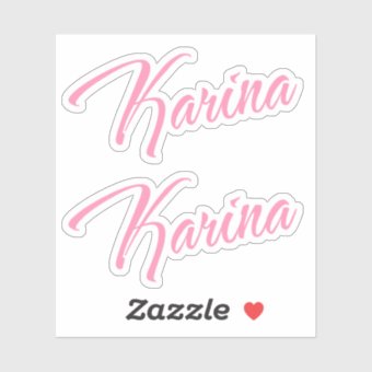 Karina Decorative Name in Pink x2 Sticker | Zazzle