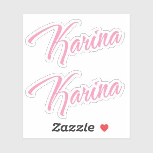 Karina Decorative Name in Pink x2 Sticker | Zazzle
