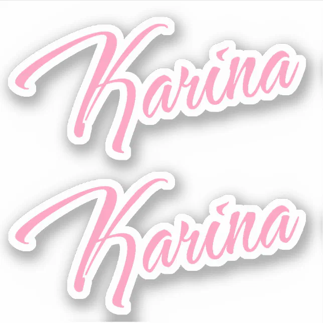 Karina Decorative Name in Pink x2 Sticker | Zazzle