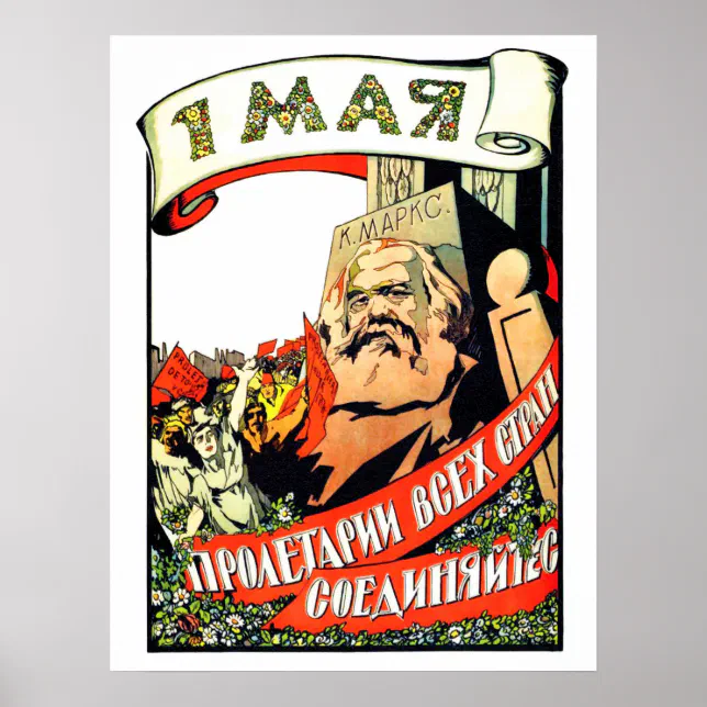 Karl Marx, first may, labor day, vintage communist Poster | Zazzle