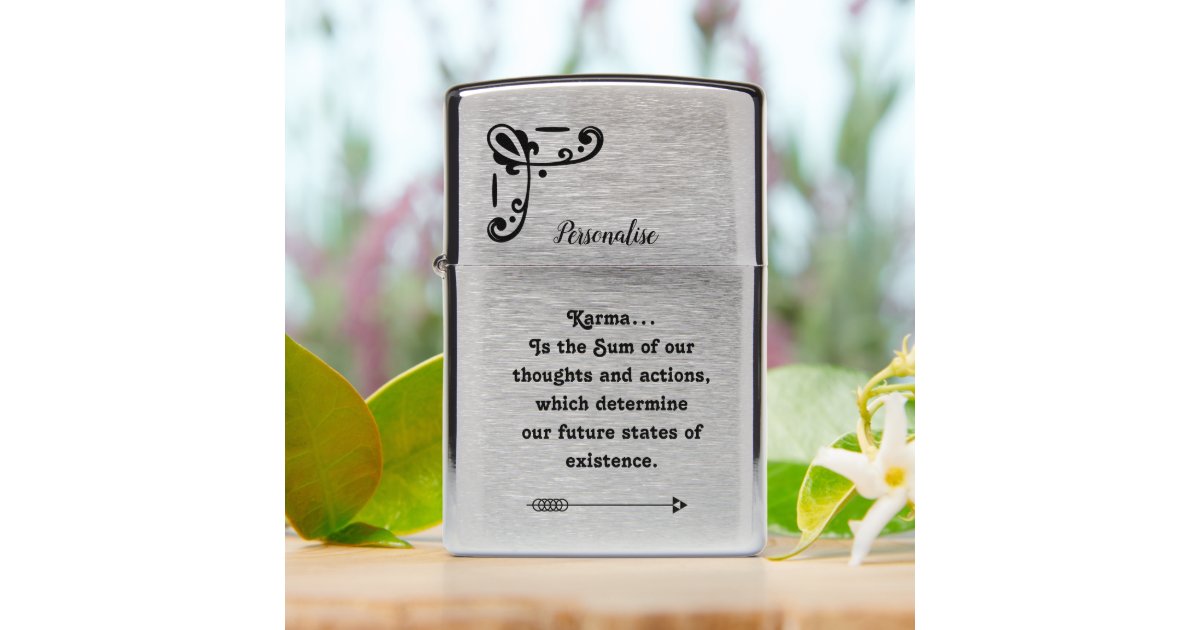 Karma Arrow Motivational Quote Personalised Zippo Lighter | Zazzle
