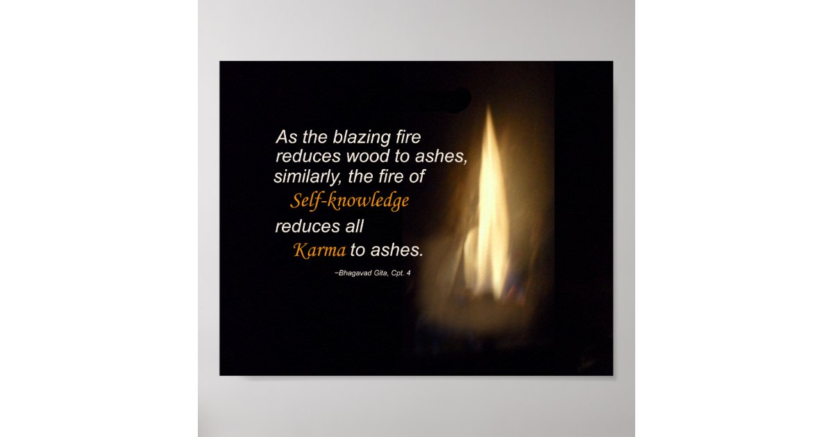 Karma Blazing Fire Self-knowledge Quote Plaque Poster | Zazzle
