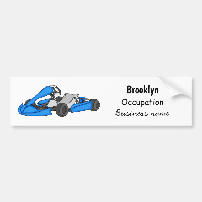 Kart racing cartoon illustration bumper sticker | Zazzle