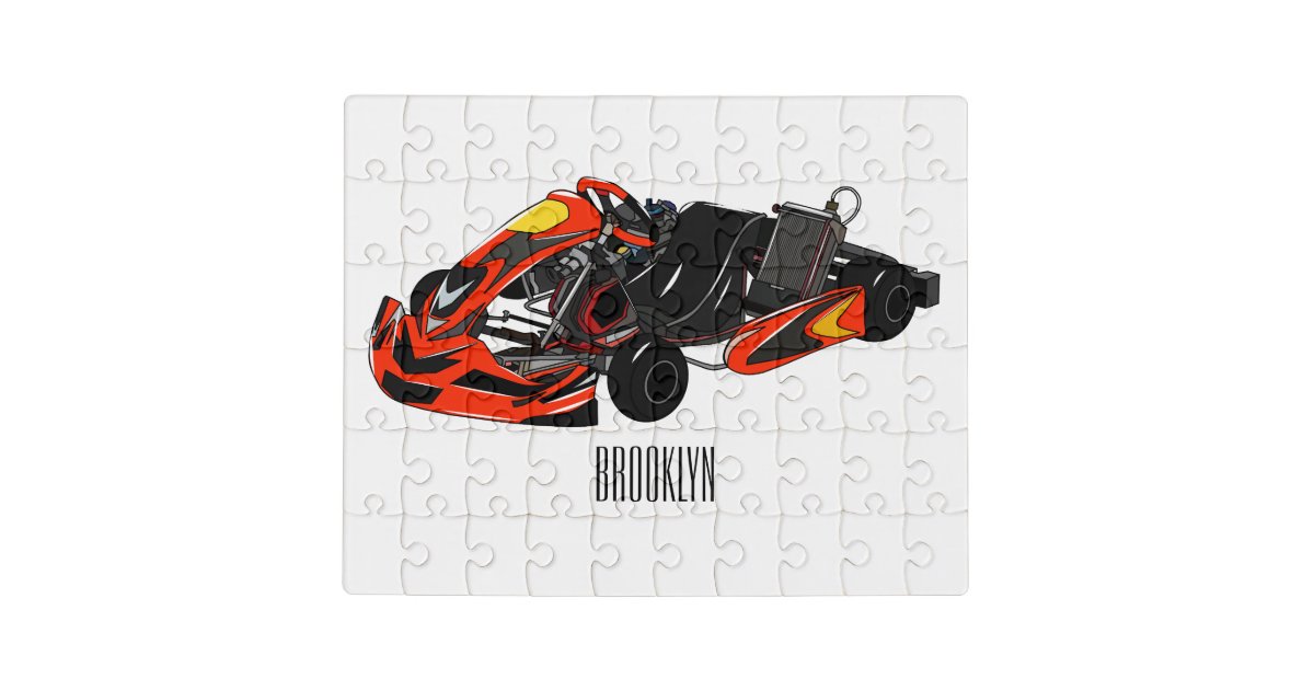 Kart racing cartoon illustration jigsaw puzzle | Zazzle
