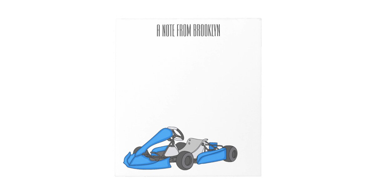 Kart racing cartoon illustration notepad | Zazzle