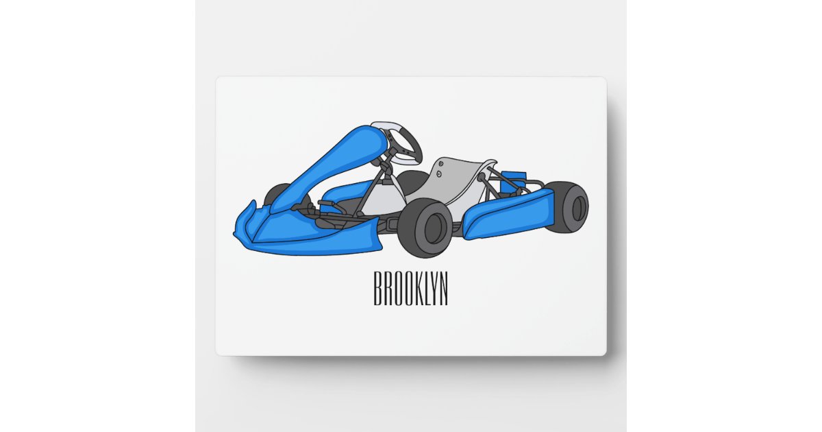 Kart racing cartoon illustration plaque | Zazzle