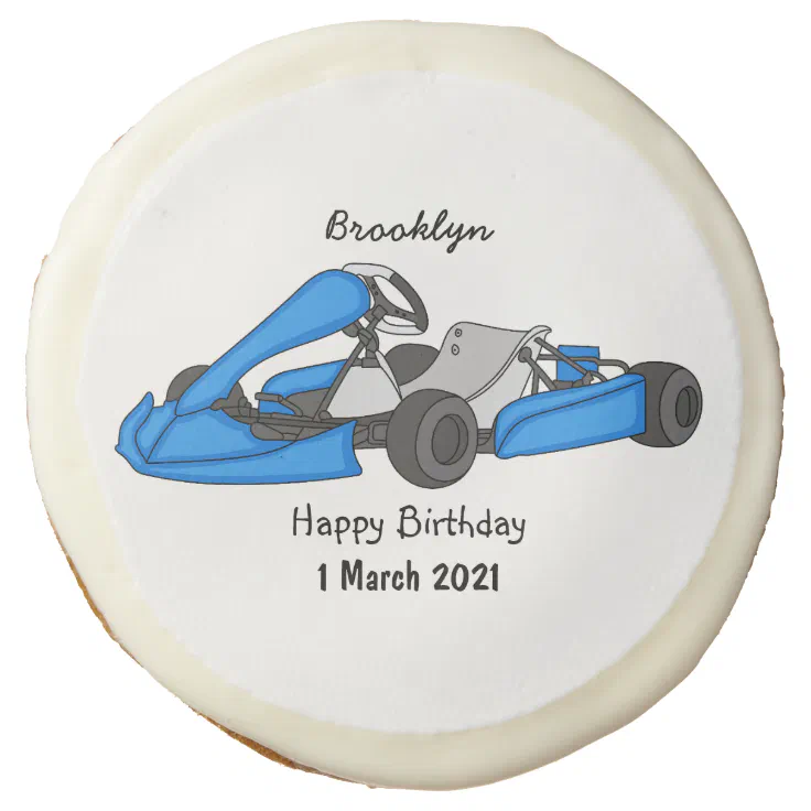 Kart racing cartoon illustration sugar cookie | Zazzle