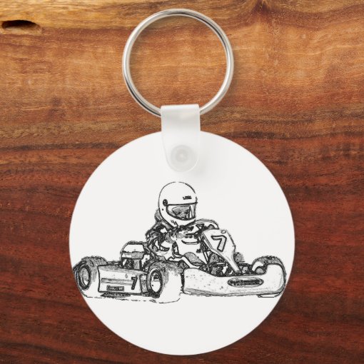 Kart Racing Pencil Sketch Keychain | Zazzle