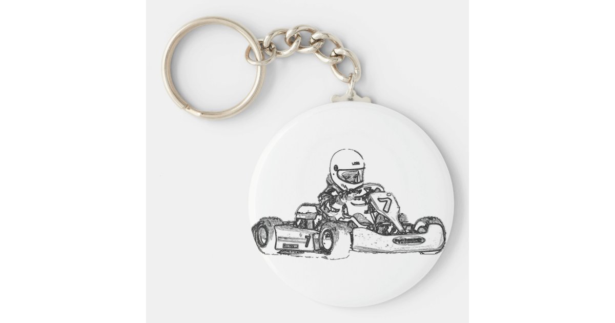 Kart Racing Pencil Sketch Keychain | Zazzle.com