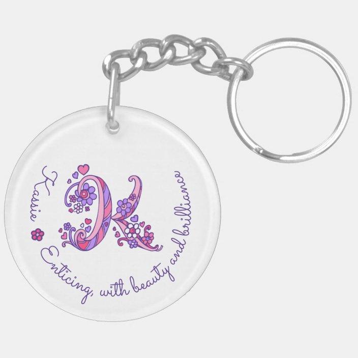 Kassie monogram K name and meaning keyring | Zazzle.com