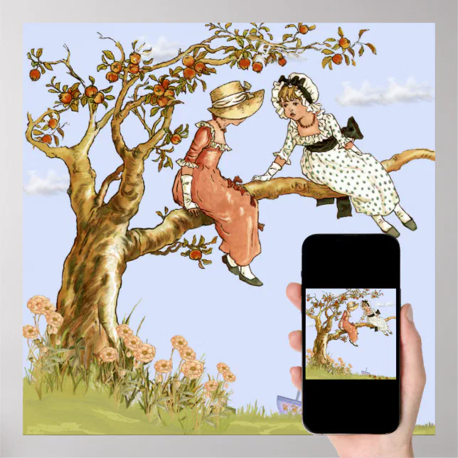 Kate Greenaway, Girls in an Apple Tree, Remake Poster | Zazzle
