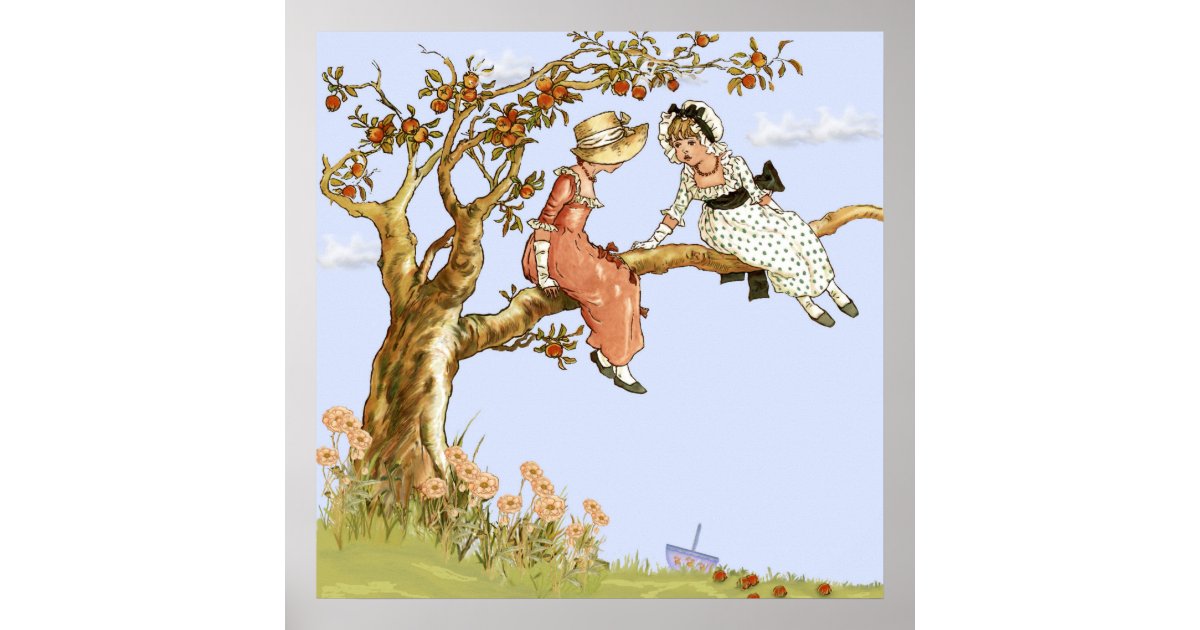 Kate Greenaway, Girls in an Apple Tree, Remake Poster | Zazzle