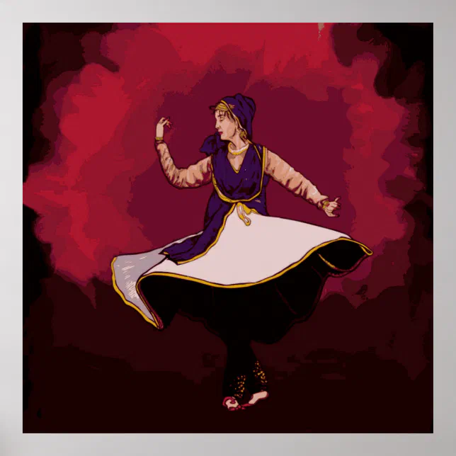 Kathak Dancer - a solo performance in Vector Poster | Zazzle