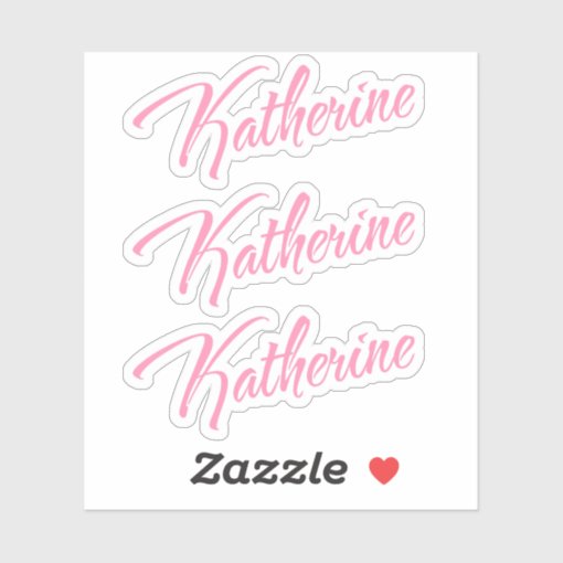 Katherine Decorative Name in Pink x3 Sticker | Zazzle
