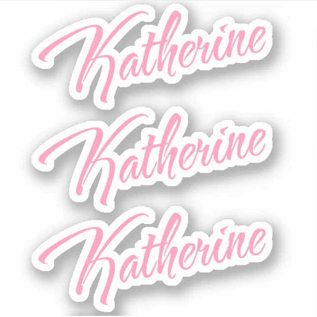 Katherine Decorative Name in Pink x3 Sticker | Zazzle