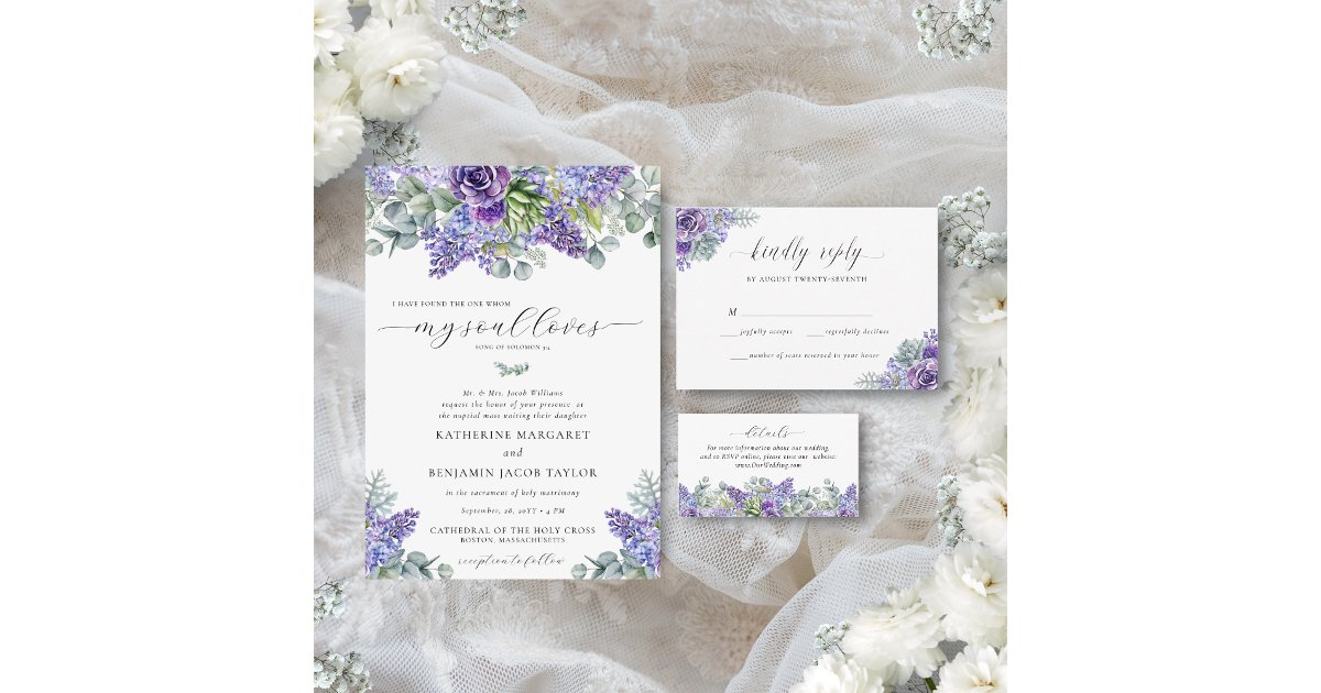 Katherine Traditional Floral Catholic Wedding Invitation | Zazzle