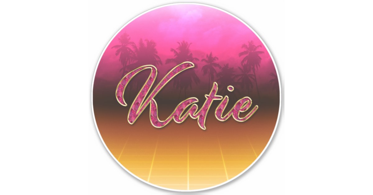 Katie First Name Golden pink Sticker | Zazzle