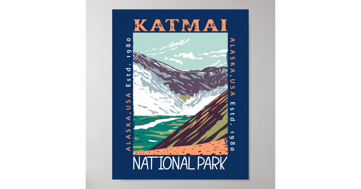 Katmai National Park Alaska Vintage Distressed Poster | Zazzle