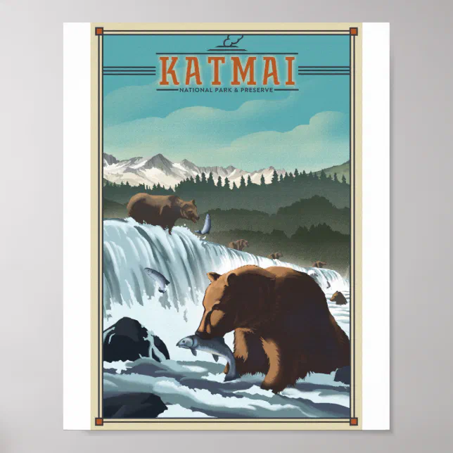 Katmai National Park Litho Artwork Poster | Zazzle