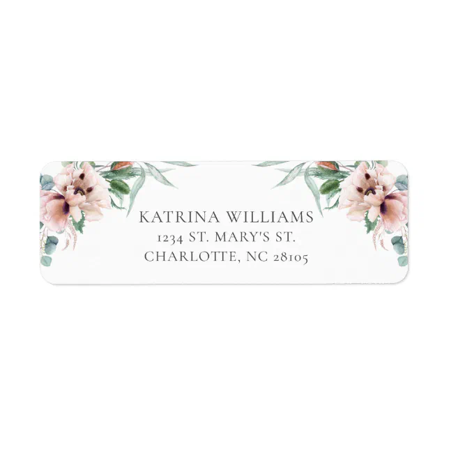 Katrina Boho Chic Pink Floral Wedding Label | Zazzle