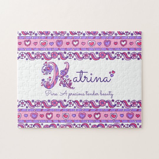 Katrina name meaning pink purple jigsaw puzzle | Zazzle.com