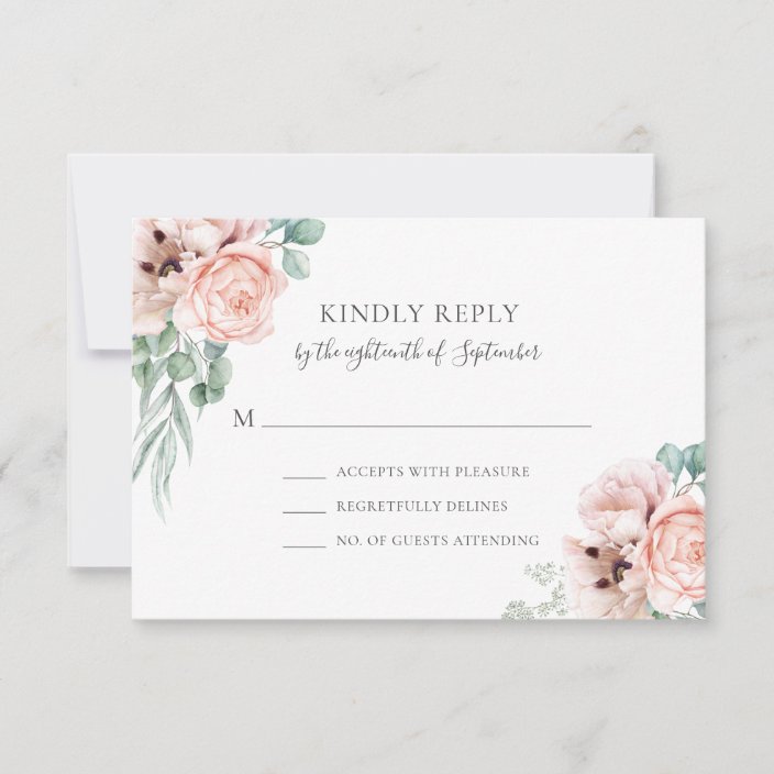 Katrina Pastel Pink Floral Boho Chic RSVP Card | Zazzle.com