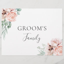 Katrina Pink Floral Groom's Family Wedding Sign | Zazzle