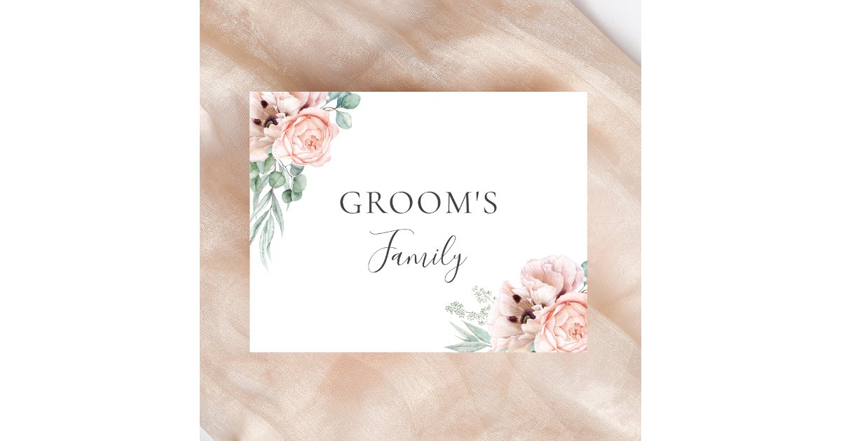 Katrina Pink Floral Groom's Family Wedding Sign | Zazzle
