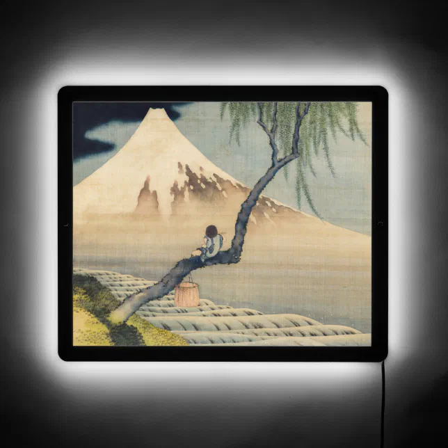 Katsushika Hokusai - Boy Viewing Mount Fuji LED Sign | Zazzle
