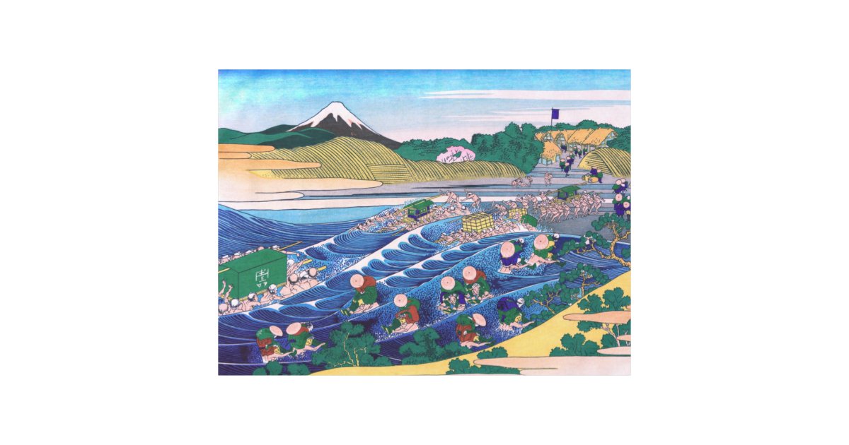 Katsushika Hokusai - Fuji from Kanaya on Tokaido Tablecloth | Zazzle