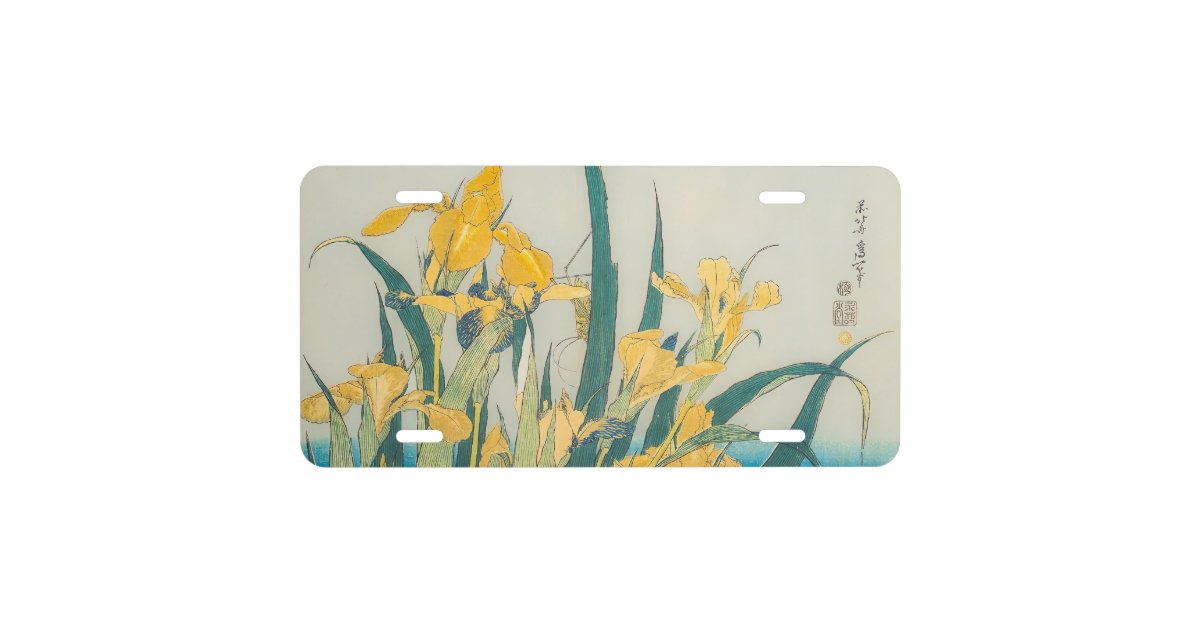 Katsushika Hokusai - Grasshopper and Iris License Plate | Zazzle