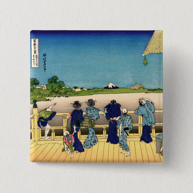 Katsushika Hokusai - Sazai hall, Temple 500 Rakan Button | Zazzle