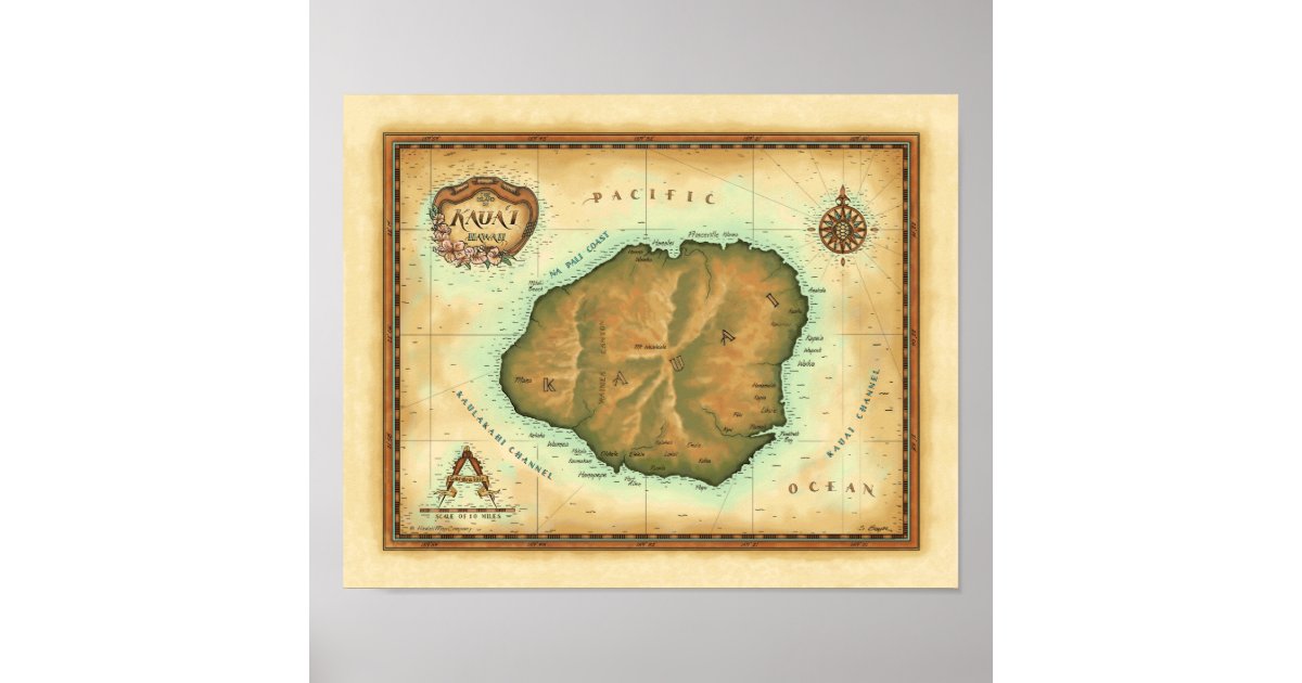 Kauai Map Poster | Zazzle