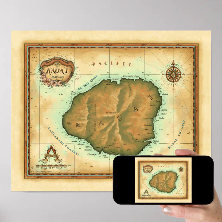 Kauai Map Poster | Zazzle