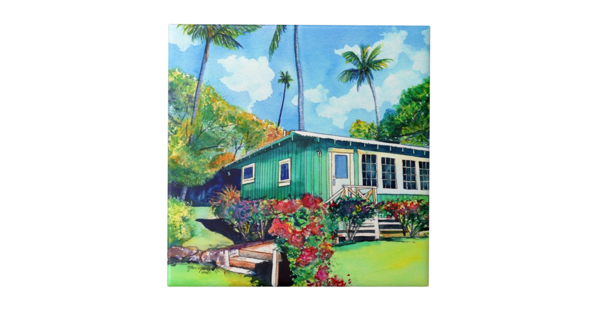 Kauai Sunny Day Plantation Cottage Ceramic Tile | Zazzle