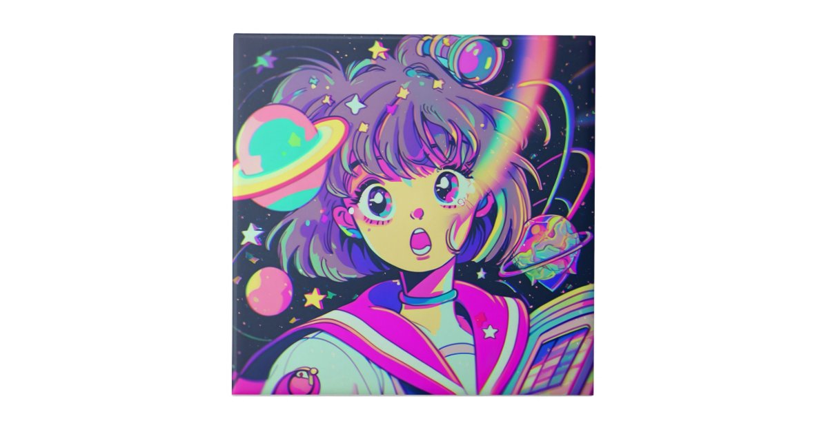 Kawaii Anime Girl Ceramic Tile | Zazzle