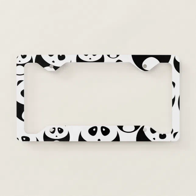 Kawaii Black and White Panda Pattern License Plate Frame | Zazzle