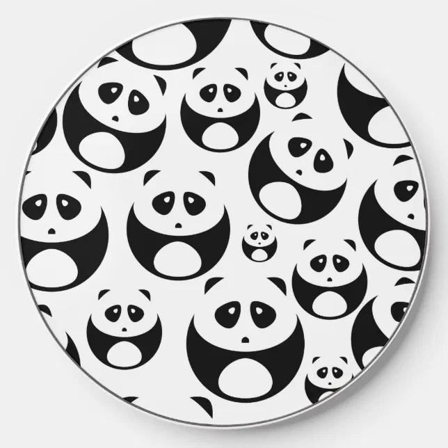 Kawaii Black and White Panda Pattern Wireless Charger | Zazzle
