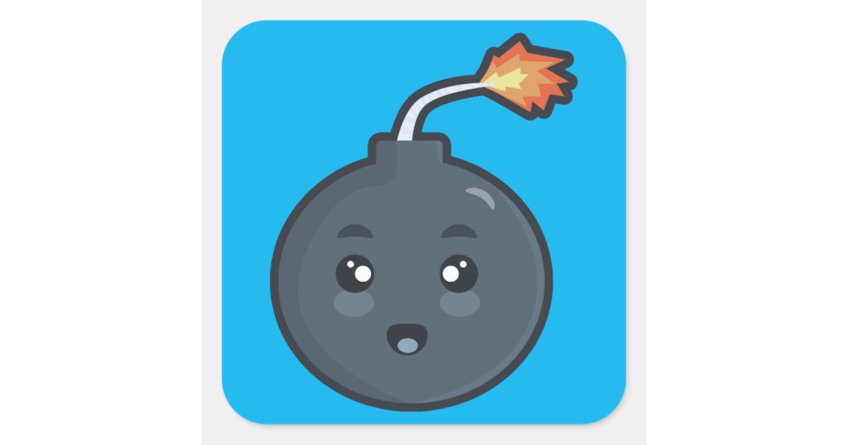 Kawaii Bomb Square Sticker | Zazzle