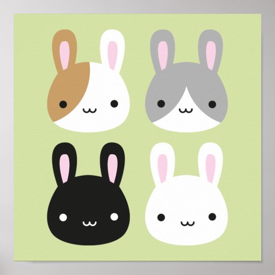 Kawaii Bunny Rabbits Poster | Zazzle.com
