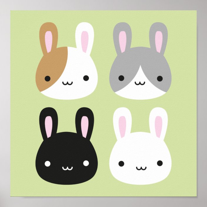 Kawaii Bunny Rabbits Poster | Zazzle.com
