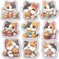 kawaii calico cat muffin Custom-Cut Vinyl Sticker | Zazzle