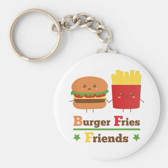 Kawaii Cartoon Burger Fries Friends BFF Keychain | Zazzle.com